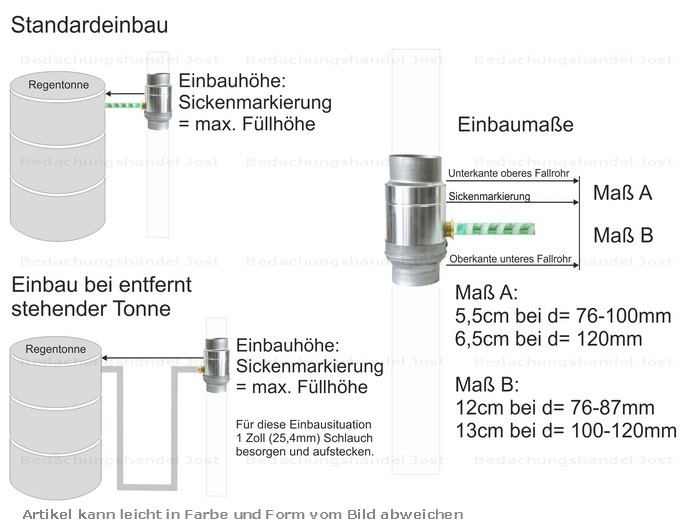 Zink Fallrohr Regensammler mit Schlauch d=100mm frostsicher Dachrinne ...